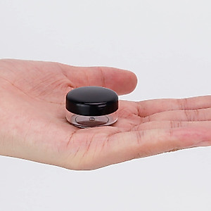 Loretoy Household 0.1oz Plastic Jars with Lids, 50 Pack BPA Free, Reusable, Refillable Transparent Cosmetic Containers for Bath Salts, Cosmetics, Powders, Beauty Product and Small Accessories