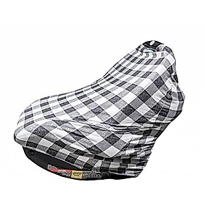 Car seat Cover Black and White Checkered, Multi-use: Covers for Babies, Breastfeeding Cover, Canopy Cover, Baby Stroller Covers
