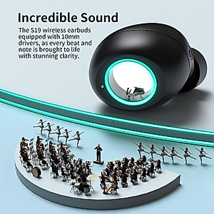 PSIER Wireless Earbuds Bluetooth Headphones 153H Playtime Ear Buds Digital LED Display Cell Phones Charging Function with 2000mAh Charging Case