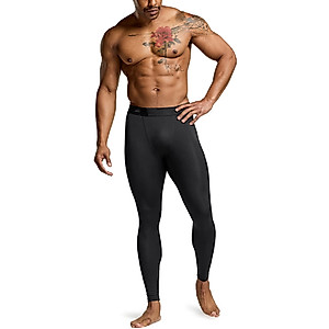 TSLA Men's Compression Pants, Cool Dry Athletic Workout Running Tights Leggings with Pocket/Non-Pocket, Hyper Control Pants Black, Large