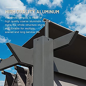 Domi Outdoor Living 11’ X 16’ Outdoor Retractable Pergola with Weather-Resistant Canopy Aluminum Garden Pergola Patio Grill Gazebo for Courtyard