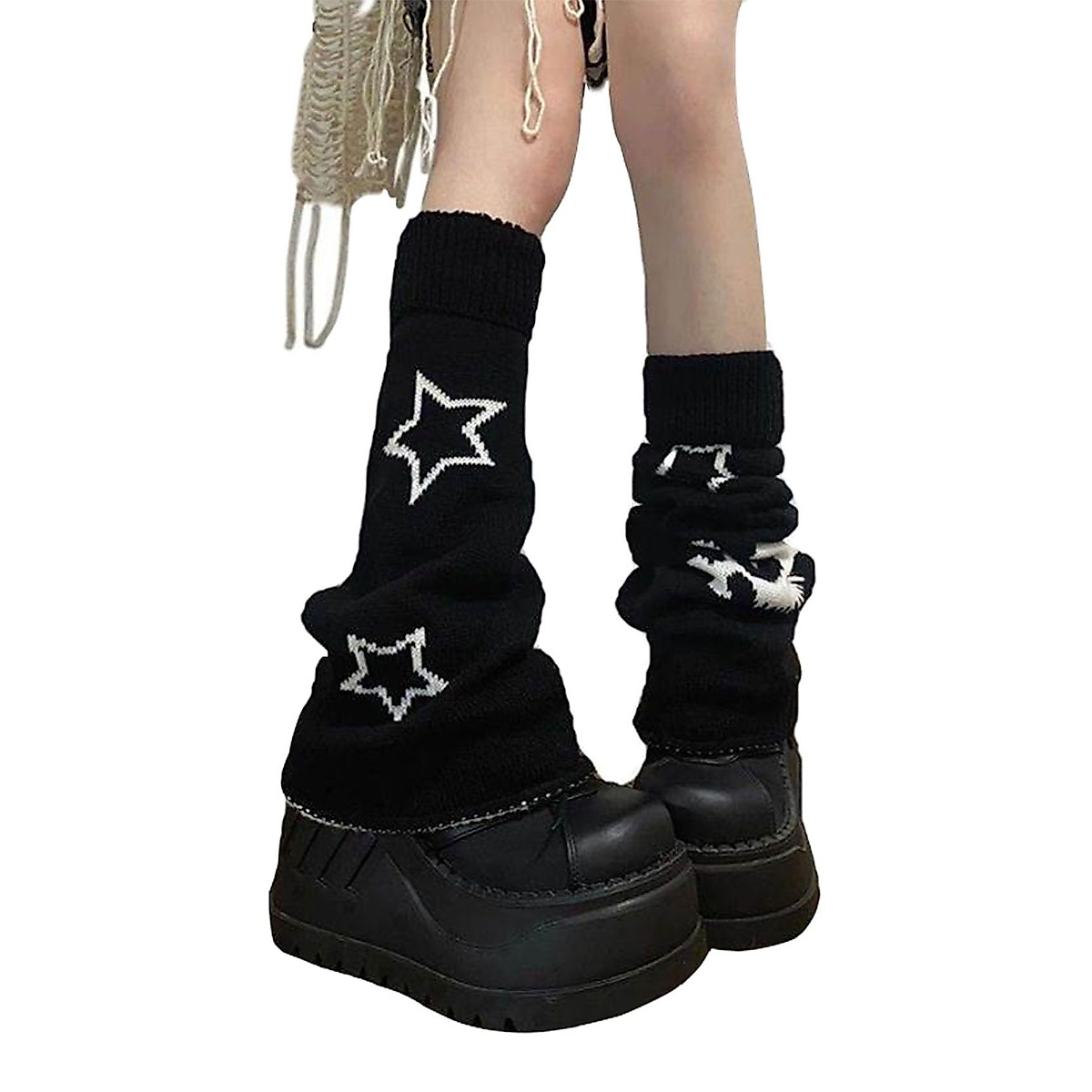 Y2k Leg Warmers for Women Two Side Wear Leg Warmers Girls Kawaii Knitted Leg Warmer Gothic Harajuku Cute Leg Warmer