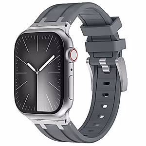 WINGLE Apple Watch Band Ultra - 49mm, 46mm, 45mm, 44mm, 42mm for Men - Series 10, 9, 8, 7 SE, 6, 5, 4 - AP Liquid Silicone Rubber Band for iWatch 3, 2, 1 - Metal Adapter - Luxury Cool Sport Strap