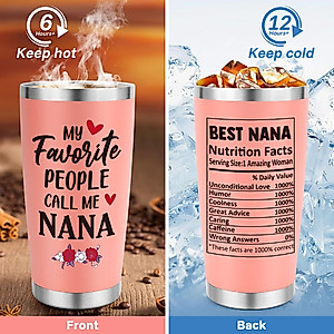 Nana Tumbler Cup Mothers Day Birthday Gifts for Grandma from Grandkids, Grandparents Best Nana Ever Gifts from Granddaughter Grandson, New Grandma Grandmother Nana Mimi Gifts 20oz Pink Cup & Socks Set