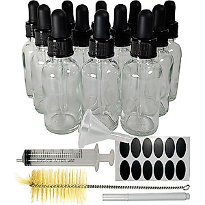 Bioll 30ml (1 oz) Glass Dropper Bottle.Essential Oil Bottle With Glass Eye Droppers.For Lab Chemicals,Alcohol,Sterilize Water,Perfumes Bottles-12Pack (Clear)