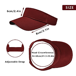 2 Pieces of Burgundy Sun Visor Hats Adjustable Sport Visors Cap Visors for Women and Men (One Size)