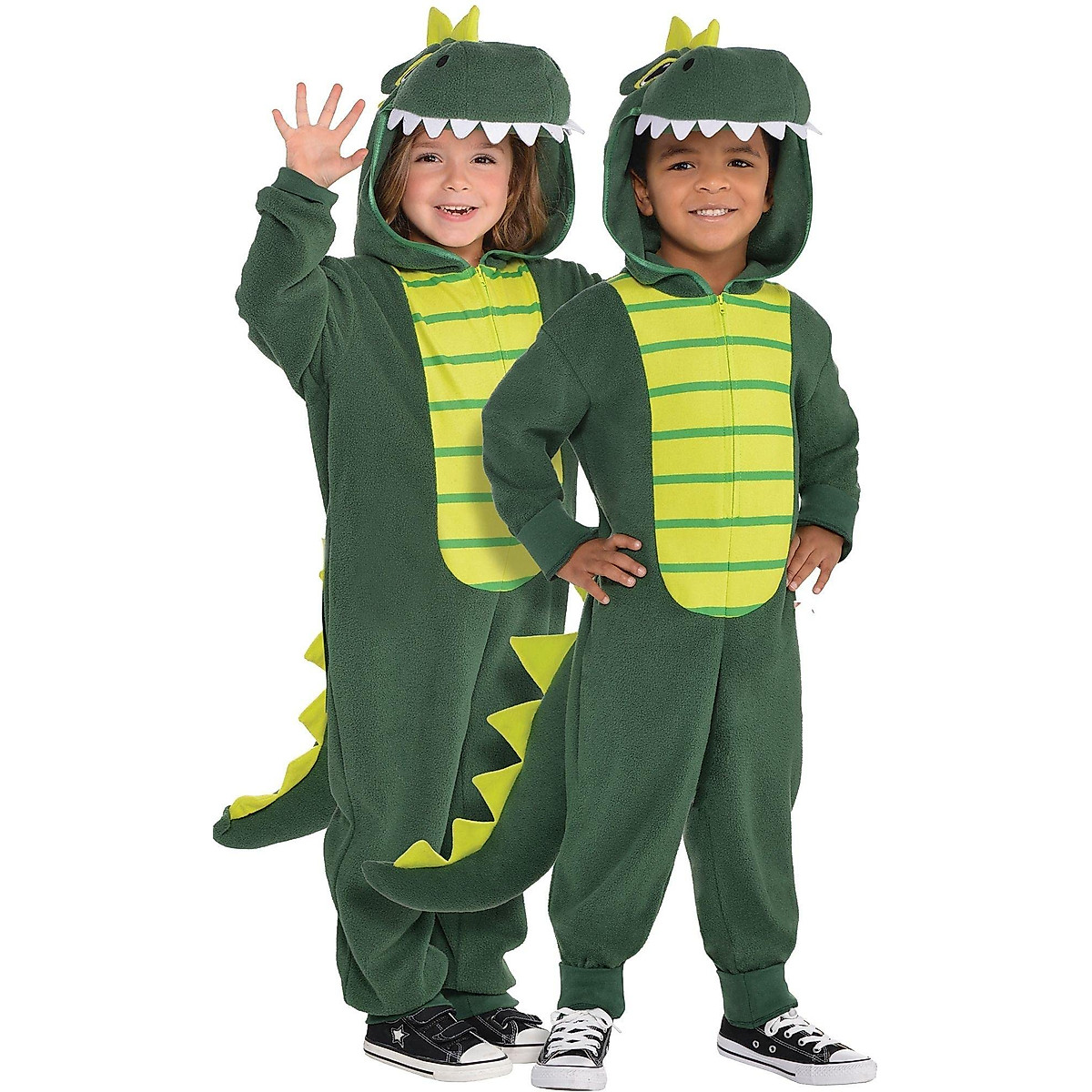 Green Dinosaur Zipster Costume For Kids ? Small (4-6) - Soft, Colorful Fleece - Adorable & Unique Cosplay Costume ? Perfect for Halloween