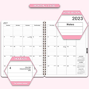 Planner 2023-2024 - July 2023 - June 2024, 2023-2024 Planner, Academic Planner 2023-2024, 8" x 10", 2023-2024 Weekly and Monthly Planner with Marked Tabs, Hardcover with Thick Paper + Contacts + Calendar + Holidays, Twin-Wire Binding - Pink Marble