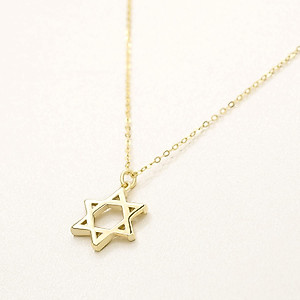 LAVISHE 14K Gold Plated 925 Sterling Silver Jewish Jewelry Star of David Necklace Matte Finish Brush Textured, 18"