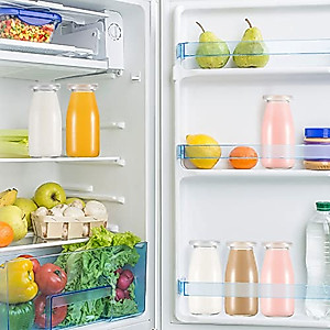 Zubebe 12 Pack 6.76 oz Small Glass Milk Bottle Clear Mini Glass Bottles with Lids Glass Juice Bottle Reusable Small Milk Jar Vintage Breakfast Shake Container for Drinking Water Juice Honey