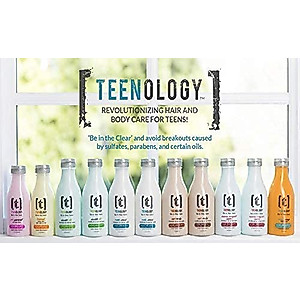 Teenology Shampoo, Conditioner, and Body Wash Bundle (Save 10%) - Sulfate and Paraben Free, Noncomedogenic, Natural Botanical Extracts, Sweet Mint and Tropical Orange - 16 oz.