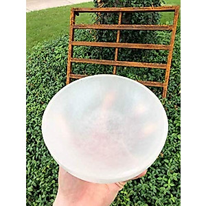 CrystalsAhoy Large Selenite Bowl, XL 5.5" - 6" Hand made Moroccan Selenite, Reiki Charged Moroccan Selenite XL 6-Inch Charging Station Extra Large Crystal Bowl