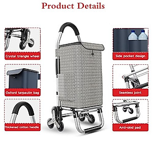 PIPRE Shopping carts Folding Grocery Cart 3 Wheels Heavy Duty Shopping Hand Truck Made for Condos Apartments,40 inch Handle Height, 22" x 12" x 40", Checkerboard Motif