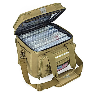 KastKing Karryall Fishing Tackle Bags for Saltwater or Freshwater Fishing - Water Resistant Material - Fishing Gear Storage - Medium Khaki