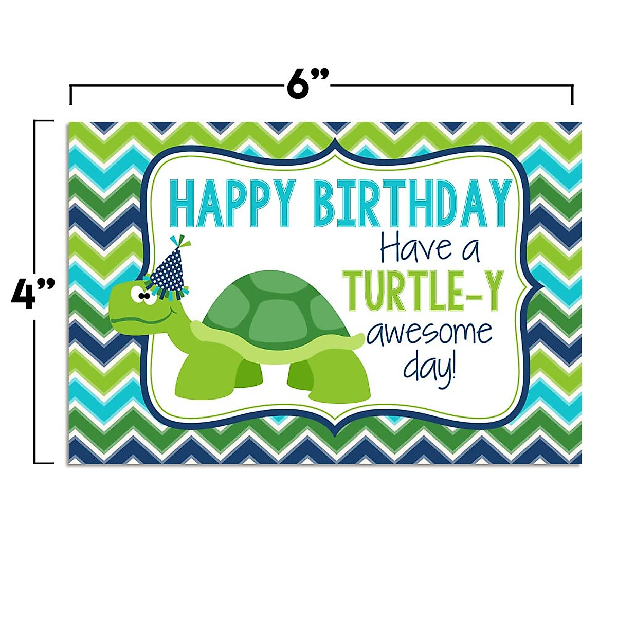 TURTLE-Y Awesome Day Turtle Themed Birthday Pun Themed Single (1) All Occasion Blank Birthday Card To Send To Friends & Family, 4"x 6" (when folded) Fill In Greeting Note Card by AmandaCreation
