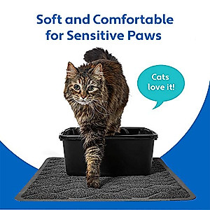 Mighty Monkey Durable Easy Clean Cat Litter Box Mat, Great Scatter Control Mats, Keep Floors Clean, Soft on Sensitive Kitty Paws, Cats Accessories, Large Size, Slip Resistant, 24x17, Graphite