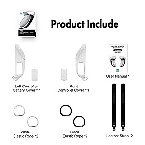 AMVR Touch Controller Grips for Oculus Quest 2 - Adjustable Leather Hand Straps with Battery Door Open Accessories, Meta Quest2 Elastic Handband Anti Throw, Relax Hands Enhance Holding