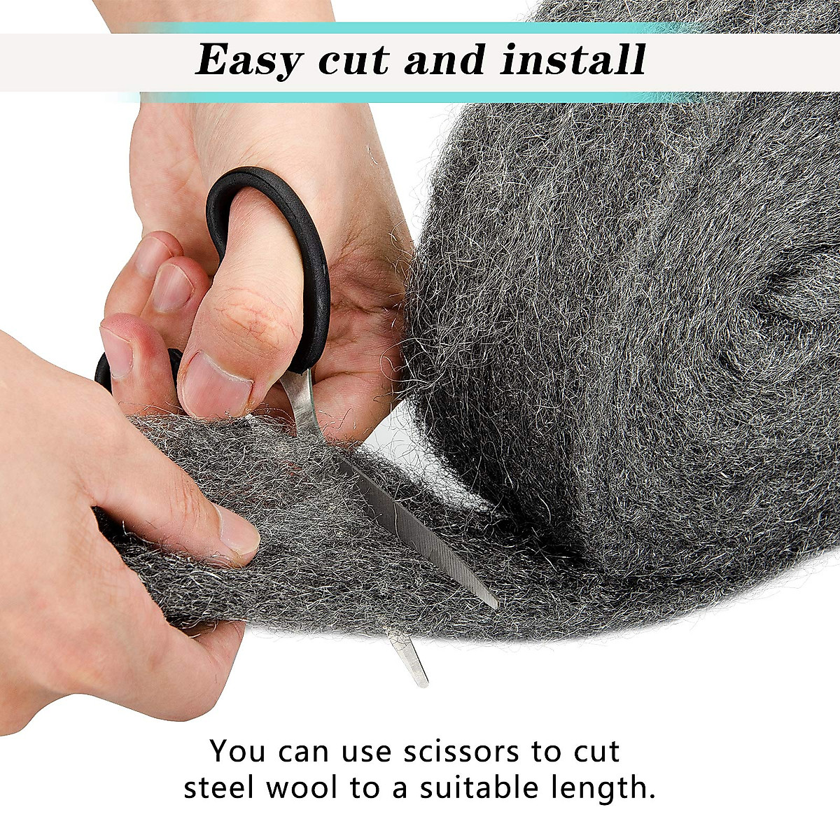 60FT Steel Wool Fill Fabric Roll, Coarse Wire Wool Hardware Cloth DIY Kit, Gap Blocker to Keep Annoying Animals Away from Holes/Wall Cracks/Siding/Pipeline/Vents in Workshop/House/Garage