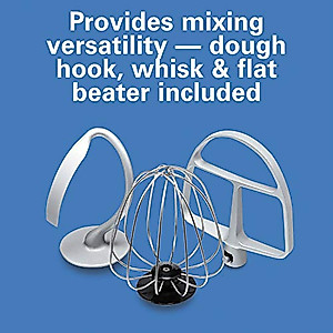 Hamilton Beach Electric Stand Mixer, 4 Quarts, Dough Hook, Flat Beater Attachments, Splash Guard 7 Speeds with Whisk, Black