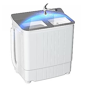 Superday Portable Washer and Dryer, 17.6LBS Small Washing Machine and Spin Dryer Combo, Compact Mini Twin Tub Washing Machine for Apartment, Dorms, RV, Camping, Laundry, College Rooms, Grey