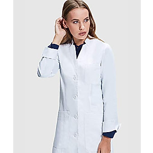 Dr. James Women’s Lab Coat, Tailored Fit, Fold Back Cuff, White, 35 inch Length (4)