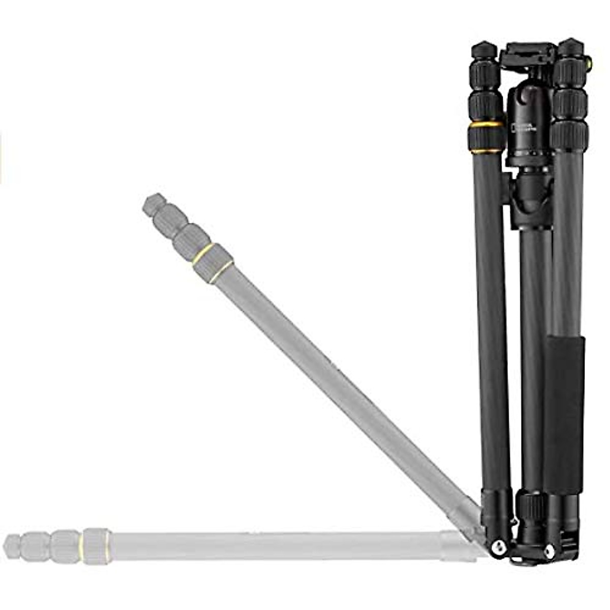 NATIONAL GEOGRAPHIC Travel Tripod, 5-Section Legs, Carbon Fiber, Compatible with Canon, Nikon, Sony DSLR, 90 Column, Twist Locks 360 Degree Ball Head,Quick Release Plate, 8KG Load Capacity, Carry Bag