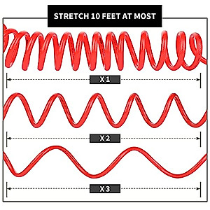Hromee 1/4-Inch x 10ft Polyurethane Recoil Air Hose with Fittings Compressor Hose with 1/4 in. Industrial NPT Coupler and Plug Kit, Red