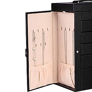 Homde 2 in 1 Huge Jewelry Box/Organizer/Case Faux Leather with Small Travel Case, Gift for Girls or Women (Black)