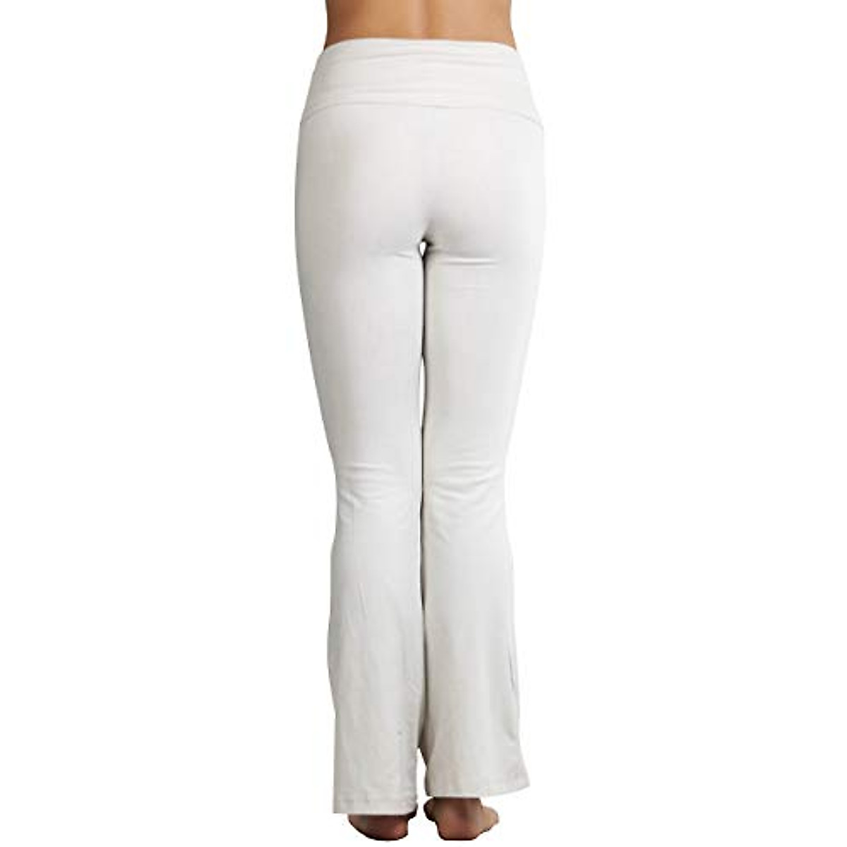 ToBeInStyle Women’s Premium Comfortable Cotton-Blend Fold Over Flared Yoga Pants Leggings - Bone - X-Large