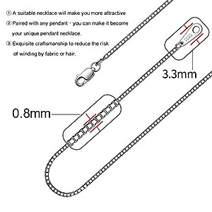 CIELTEAR 925 Sterling Silver Chain Necklace for Women 0.8mm Box Chain, Italian Necklace Chain, Super Strong & Thin & Long16/18/20/22/24 Inches