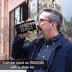 SANDJEST 4-in-1 Dad Tumbler Gifts for Dad from Daughter Son - 12oz Funny Old Man Dad Can Cooler Tumblers Cup - Stainless Steel Insulated Cans Coozie Christmas, Birthday, Father's Day Gift