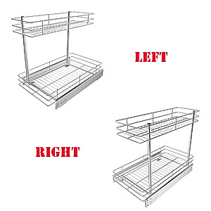 HOSUN Pull Out Under Sink Cabinet Organizer, 2 Tier Slide Wire Shelf Basket- 10.43W x 17.32D x 14.56H - Request at Least 12 inch Cabinet Opening, Perfect For Kitchen/vanity Under Sink Storage