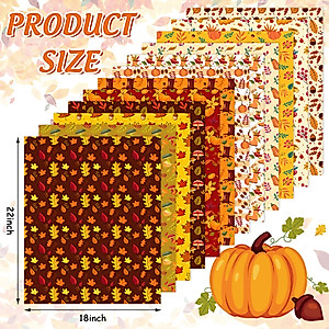 JarThenaAMCS 12Pcs Fall Cotton Fabric Bundles Pumpkin Maple Leaf Mushroom Acorn Fat Quarters Autumn Thanksgiving Quilting Patchwork for DIY Craft Home Party Decor, 18 x 22 Inch
