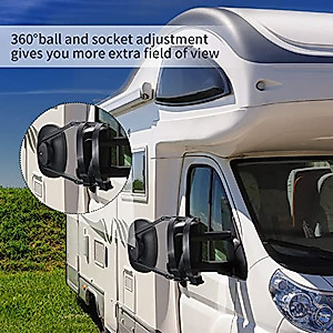 Towing Mirrors Mirror Extensions for Towing Universal Trailer Clip on Mirror Side Mirror Extensions for Towing Adjustable 360 Degree Rotation Extends Camper Towing Mirrors for Car Truck Black(2 Pcs)