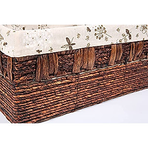 Rectangular Woven Water Hyacinth Storage Baskets Large Handmade Basket for Shelves Bathroom Kitchen Office Desk (Style D)