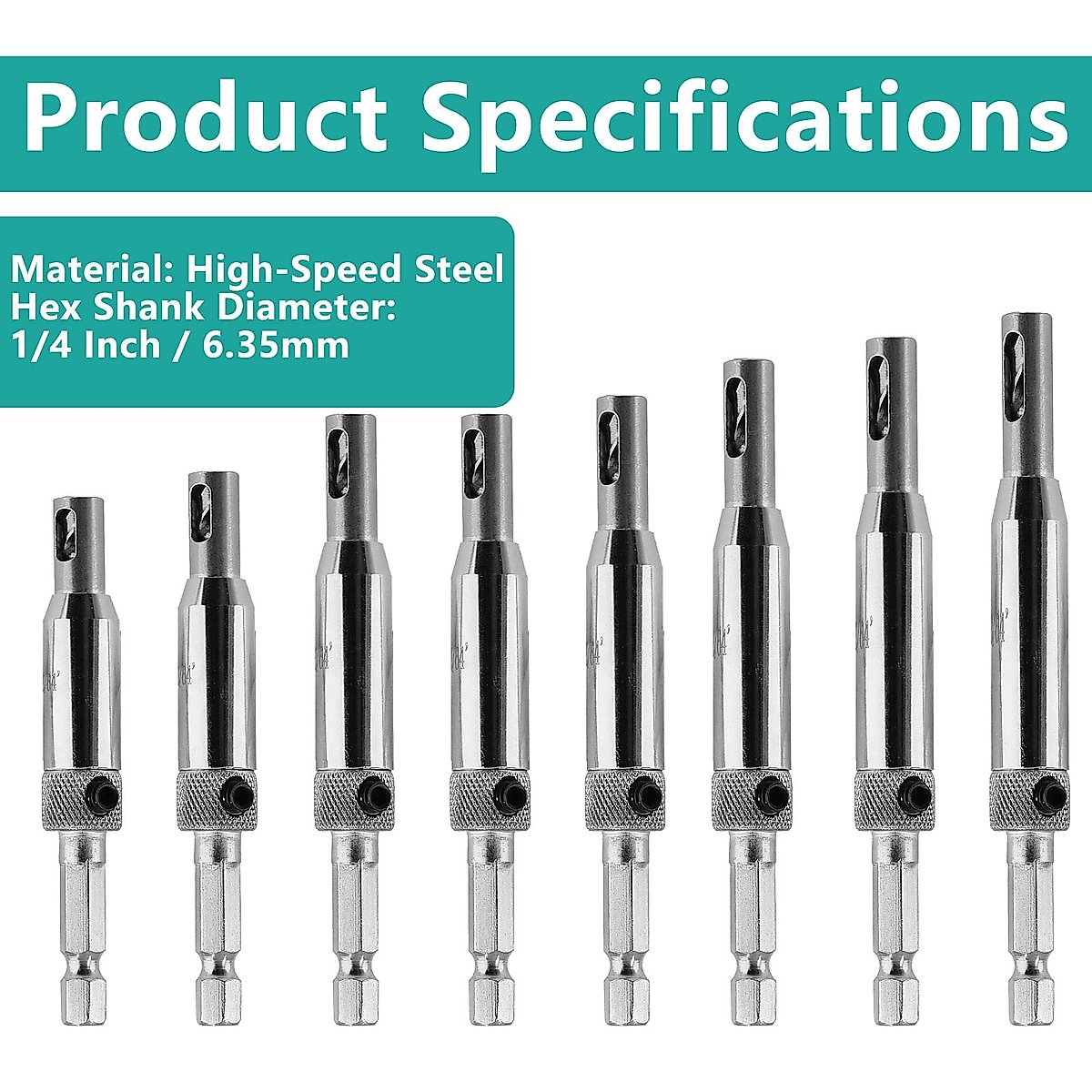 Aracombie 17pcs Self Centering Drill Bit Set for Metal Woodworking, 8 Sizes 1/4 Inch Hex Shank Vix-Bit Self-Centering Bits Hinge Centering Tool with Hex Key & 8 Replacement Drill Bits, 5/64-1/4 Inches