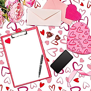 FANCY LAND Valentine Tablecloth 3 Pack Heart Red Plastic Party Decorations 54 X 108 Table Cover