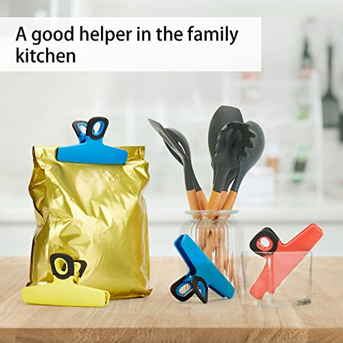 6 Pack 5.4 Inch Large Chip Clips, Heavy Duty Food Snack Chip Bag Clips, Jumbo Seal Air Tight Hanging Grips for Home Storage