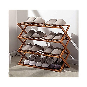 LITA Bamboo 4-Tier Shoe Shelf Foldable Bamboo Shoe Rack Multifunctional Free Standing Shoe Shelf Storage Organizer