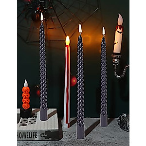 10 inch Spiral Black Taper Candles Set of 4,Elegant Glossy Metal Style Candle Sticks,Scenless,Dripless Taper Candles for Christmas Decor,Dinner,Party