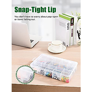 iBune 15 Grids Large Plastic Compartment Container for Washi Tape, Bead Storage Organizer Box Case with Removable Dividers for Jewelry Craft Tackles Tools, Size 11 x 7 x 2.3 in, White¡­