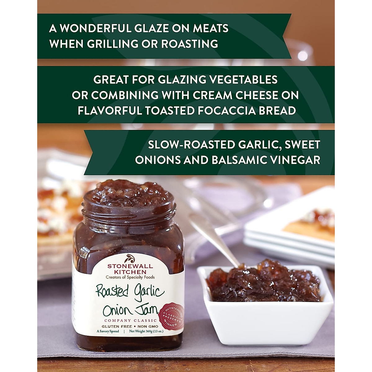 Stonewall Kitchen Roasted Garlic Onion Jam, 13 Ounces