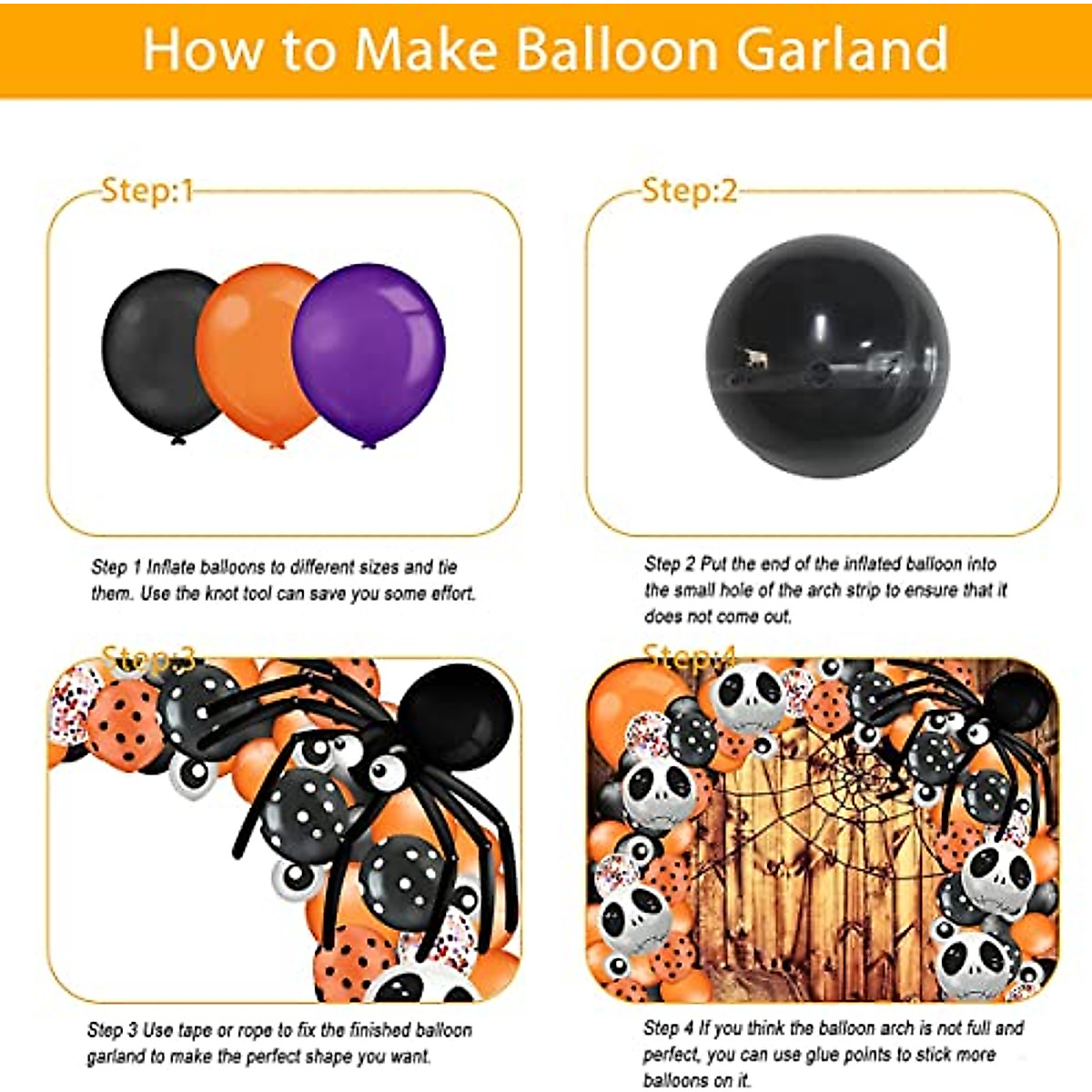 Bat Spider Balloon Halloween Party Arch Decoration Balloons Set