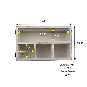 GoCraft 4 Compartment Flatware Caddy, Cutlery Holder, Silverware Condiment Organizer with Napkin Holder for Kitchen, Dining, Picnics, White Washed Mango Wood Caddy with Metal Handles