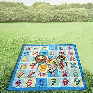 51" Multi-Purpose Waterproof Baby Splat Mat for Under High Chiar, Portable Play Mat for Toddler, Non-Slip Floor Splash Mat and Table Cloth (Cute Letter)