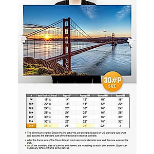 DECORARTS - Golden Gate Bridge, San Francisco, Califonia. Giclee Canvas Prints for Wall Decor. 36x24x1.5