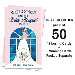 Haizct 50 Pack Wedding Dress Bridal Shower Scratch Off Game Cards for Country Wedding, Bridal Shower, Bridal Lottery Tickets, Wedding Shower Ideas (GK069)