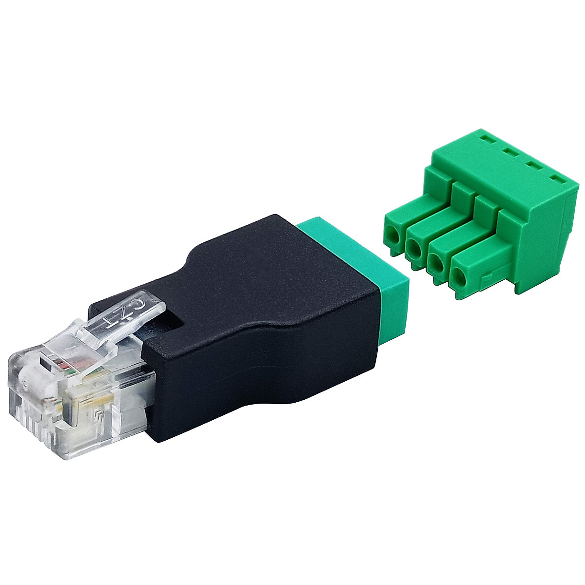 AAOTOKK RJ11 Screw Terminal RJ11 4P 4C Male to 4Pin Female Bolt Screw Type terminals Plug for Telephone,CCTV wiring Coupler (2 Pack)