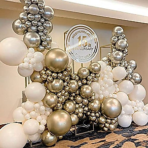 AobkDeco Gold Balloons 84PCS Gold Balloons Garland Arch Kit 5/10/12/18 Inch Different Sizes Metallic Gold Latex Balloons for Golden Theme Party Graduation Birthday Wedding Anniversary Decorations