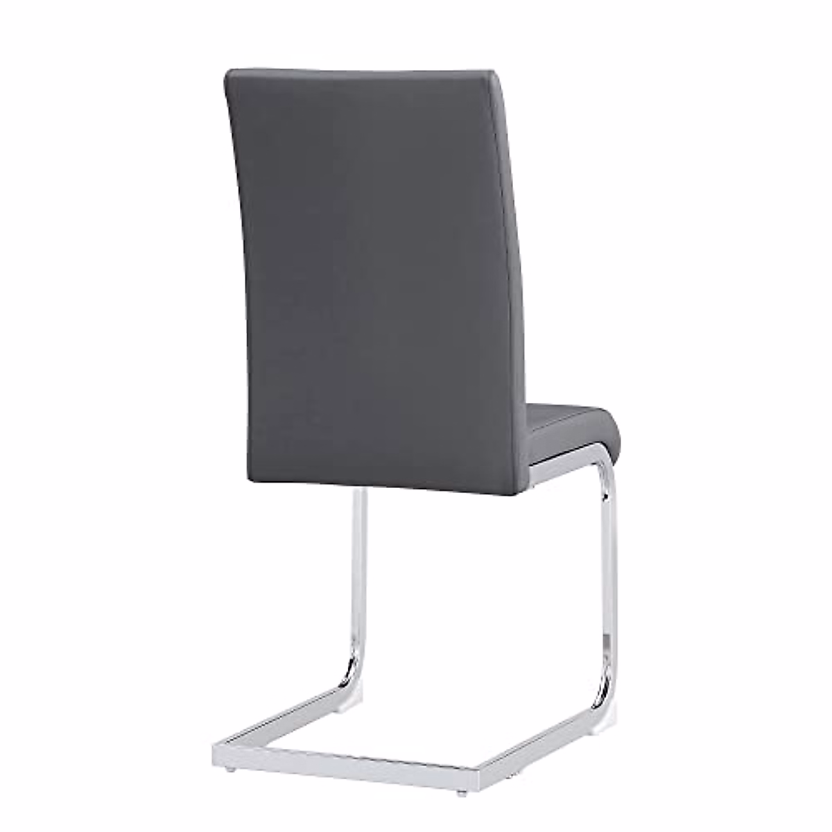 Modern Dining Chairs Set of 4, Kitchen Modern Metal Chairs with Faux Leather Padded Seat High Back and Sturdy Chrome Legs, Chairs for Dining Room, Grey